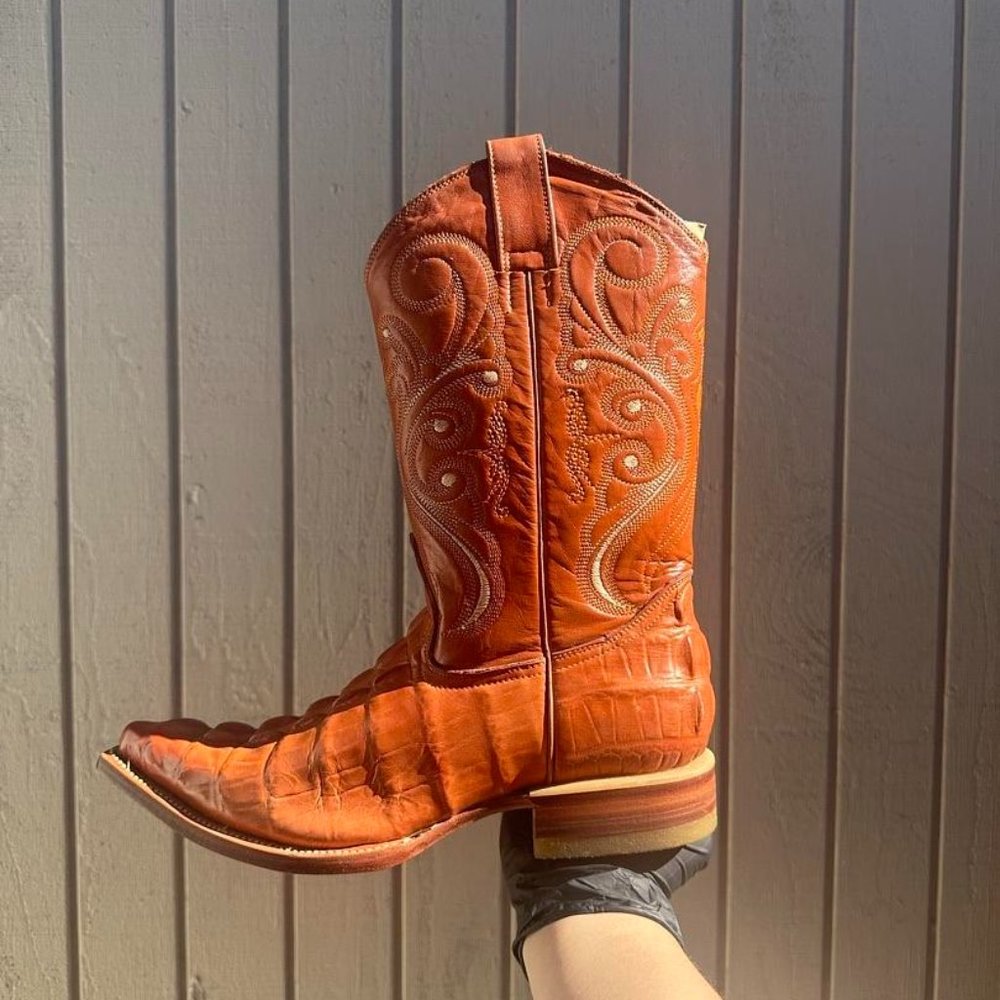 #72 Crocodile Tail Design Western Boot With Detail, S… - Gem
